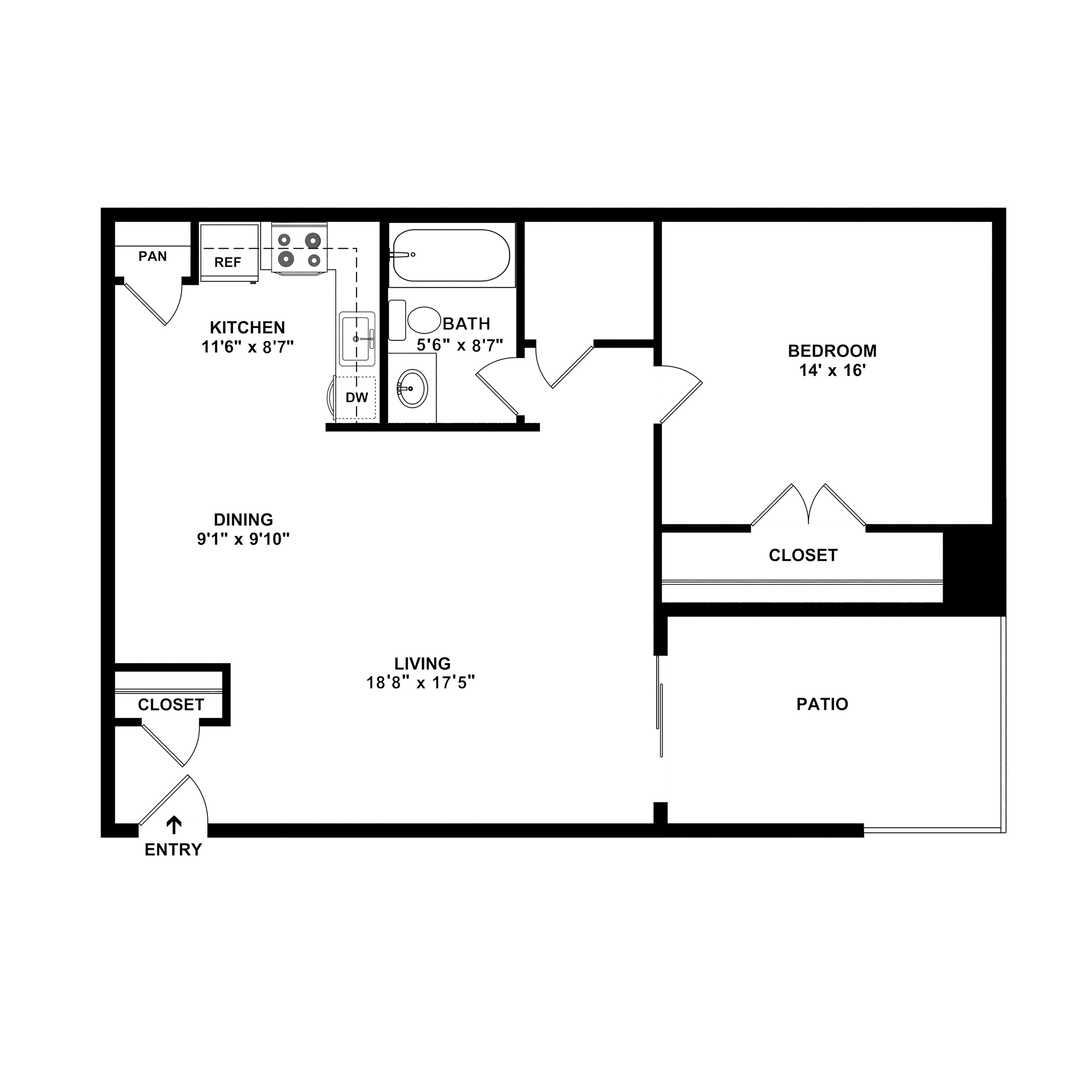 Sterling | 1 Bed Apartment | Carson Square Apartments