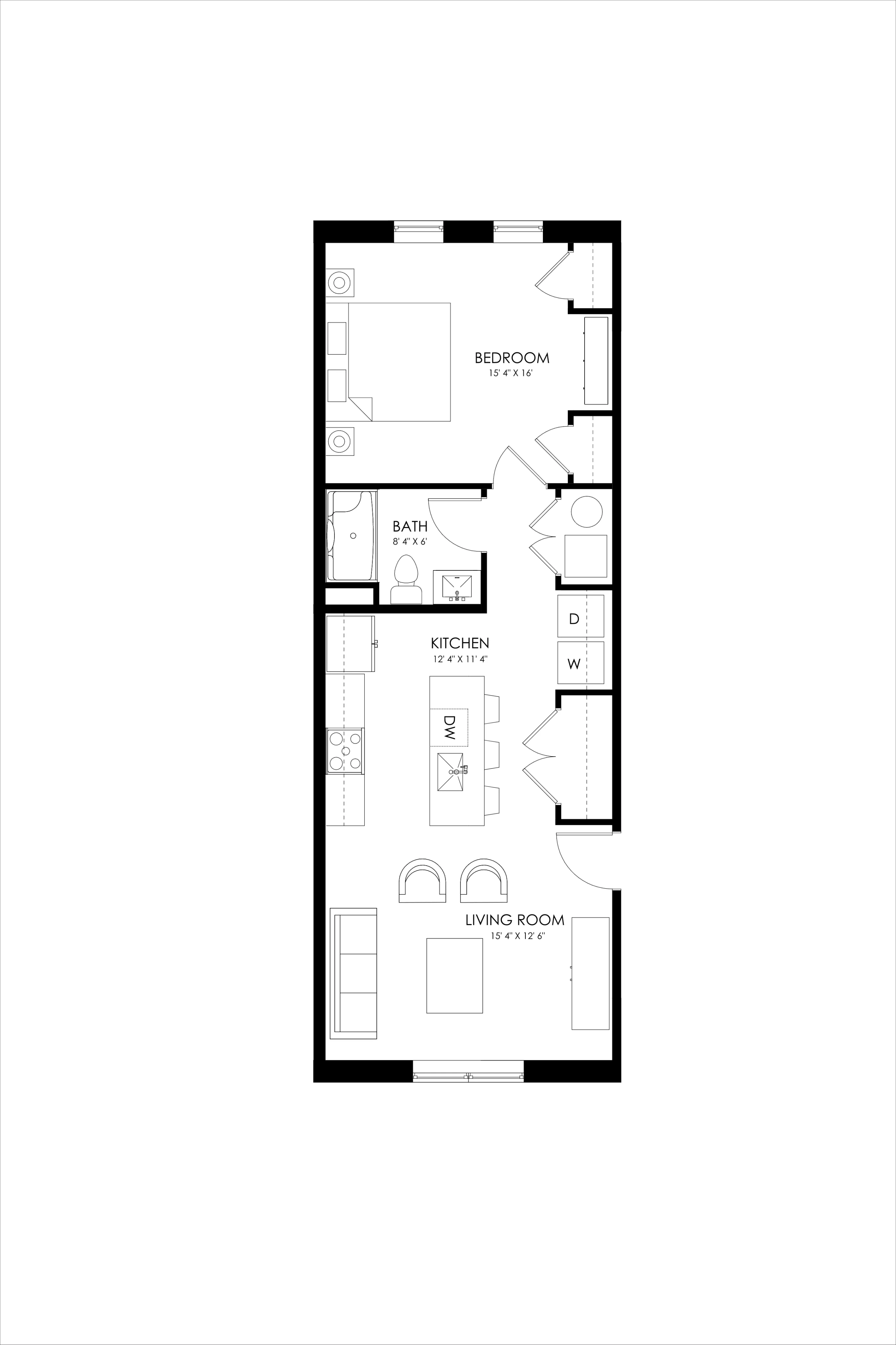 2nd Floor 1BD Juliet Balcony in Elkhart | 733 sq ft