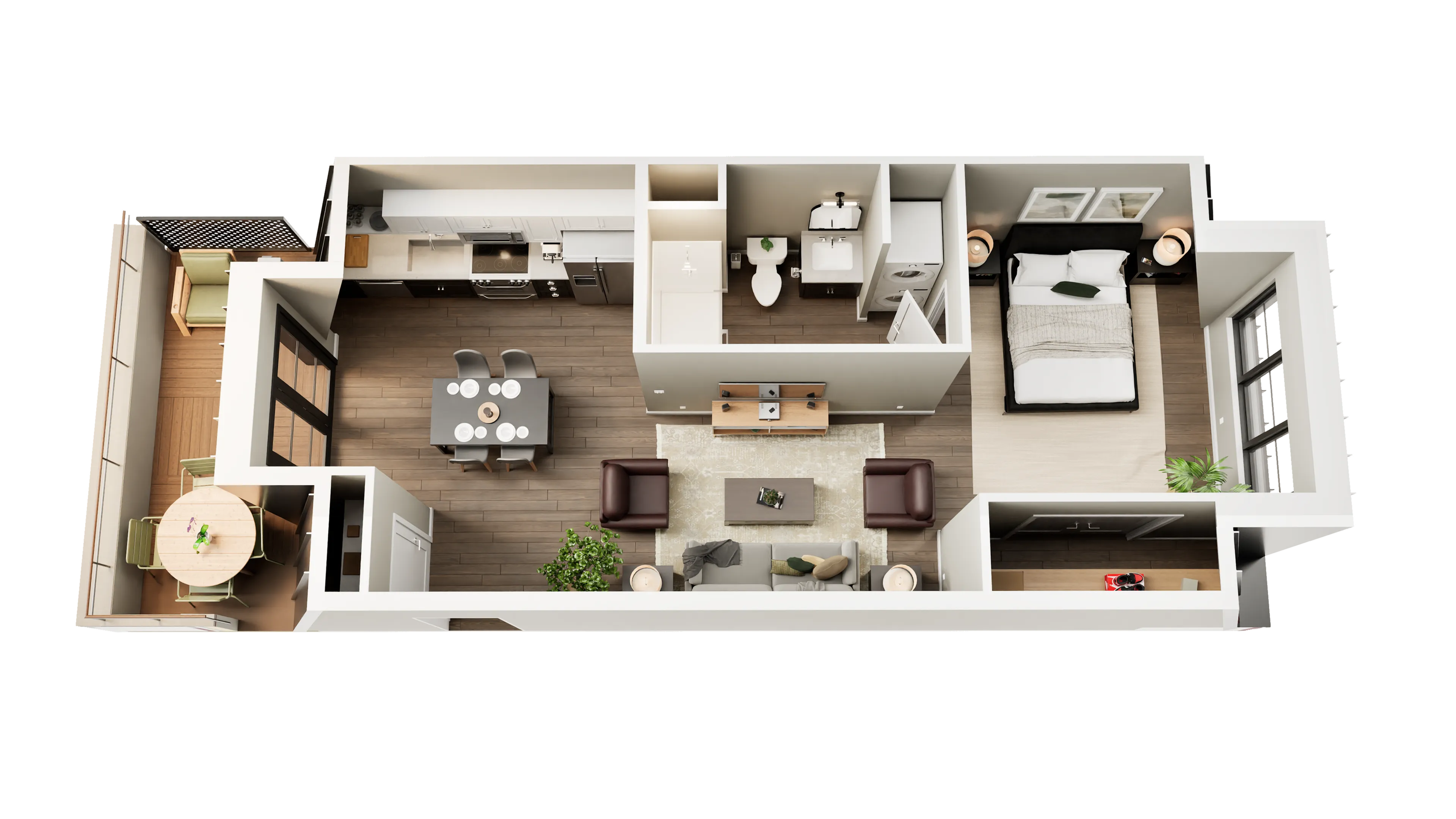 3rd Floor Studio Standard Balcony in Elkhart | 607 sq ft