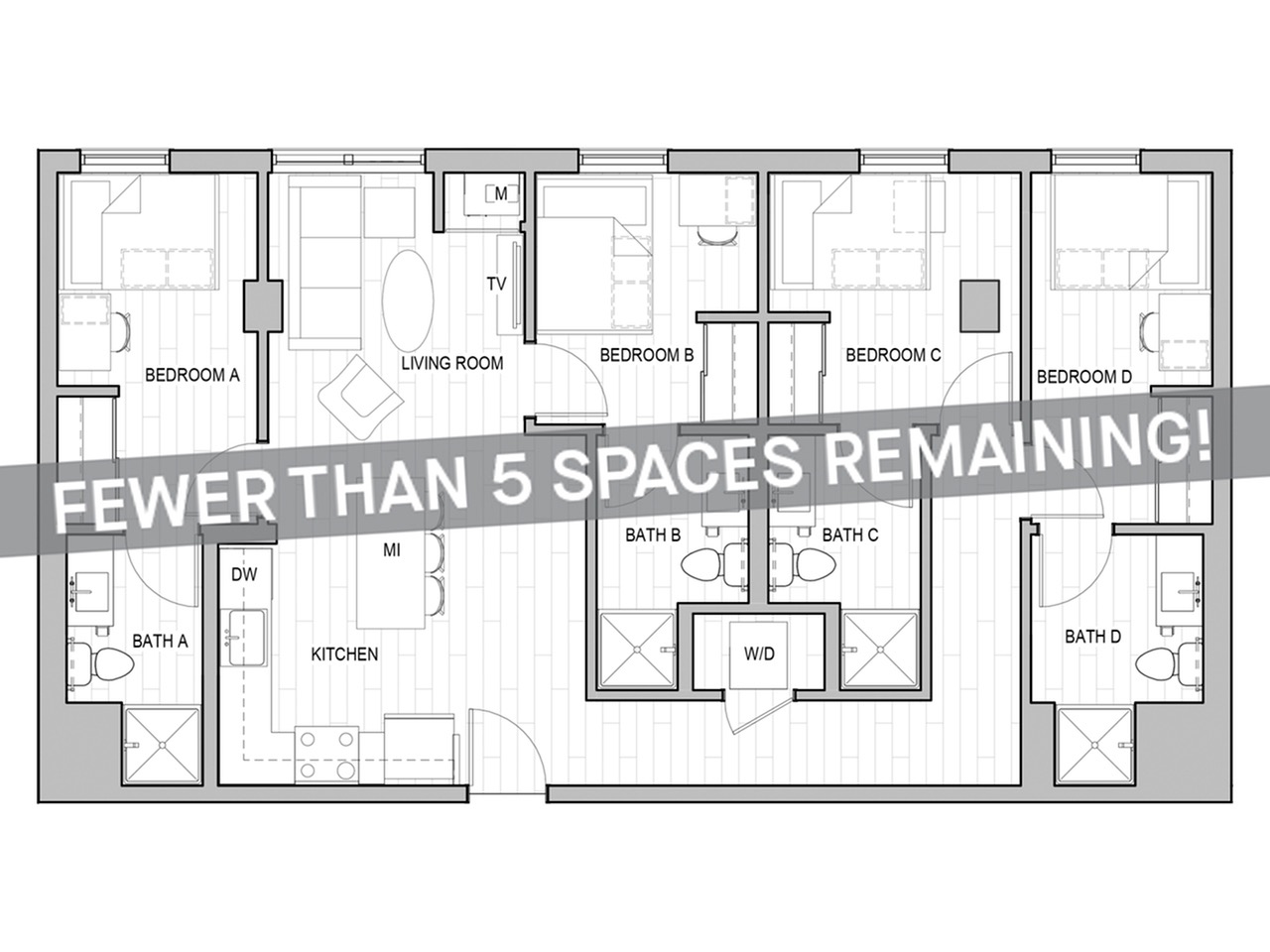 4x4 | 4 Bed Apartment | Identity Dinkytown
