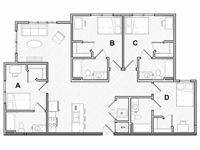 4x4 Premium | 4 Bed Apartment | Student | Uncommon Wilmington