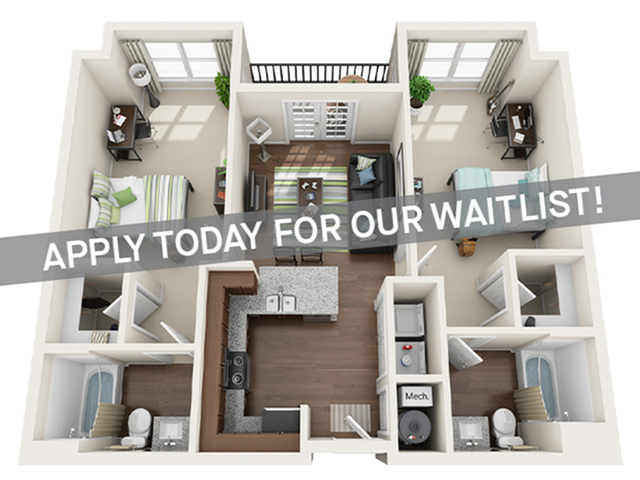 2x2 Premium | 2 Bed Apartment | Station at Five Points | Student Apartments