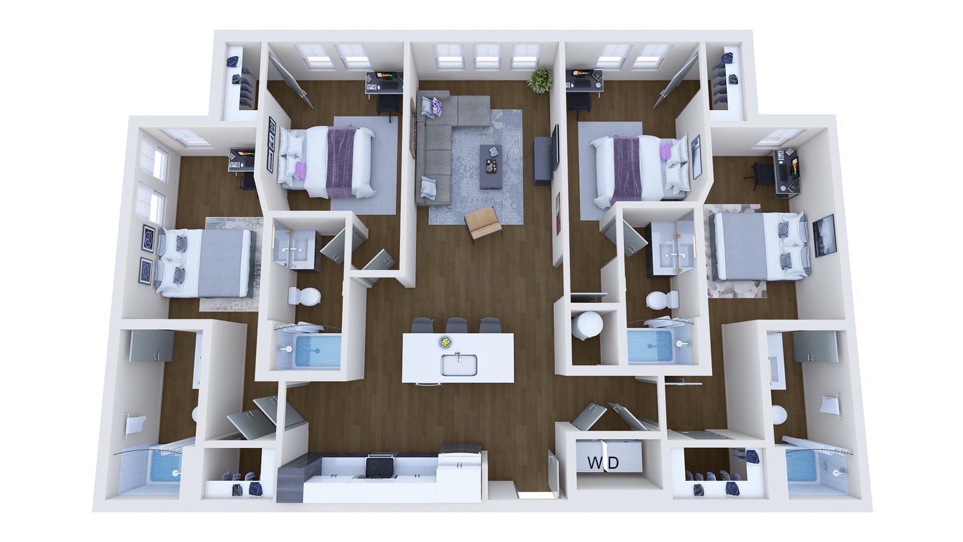 4x4 | 4 Bed Apartment | The Jolly Roger Student Apartments