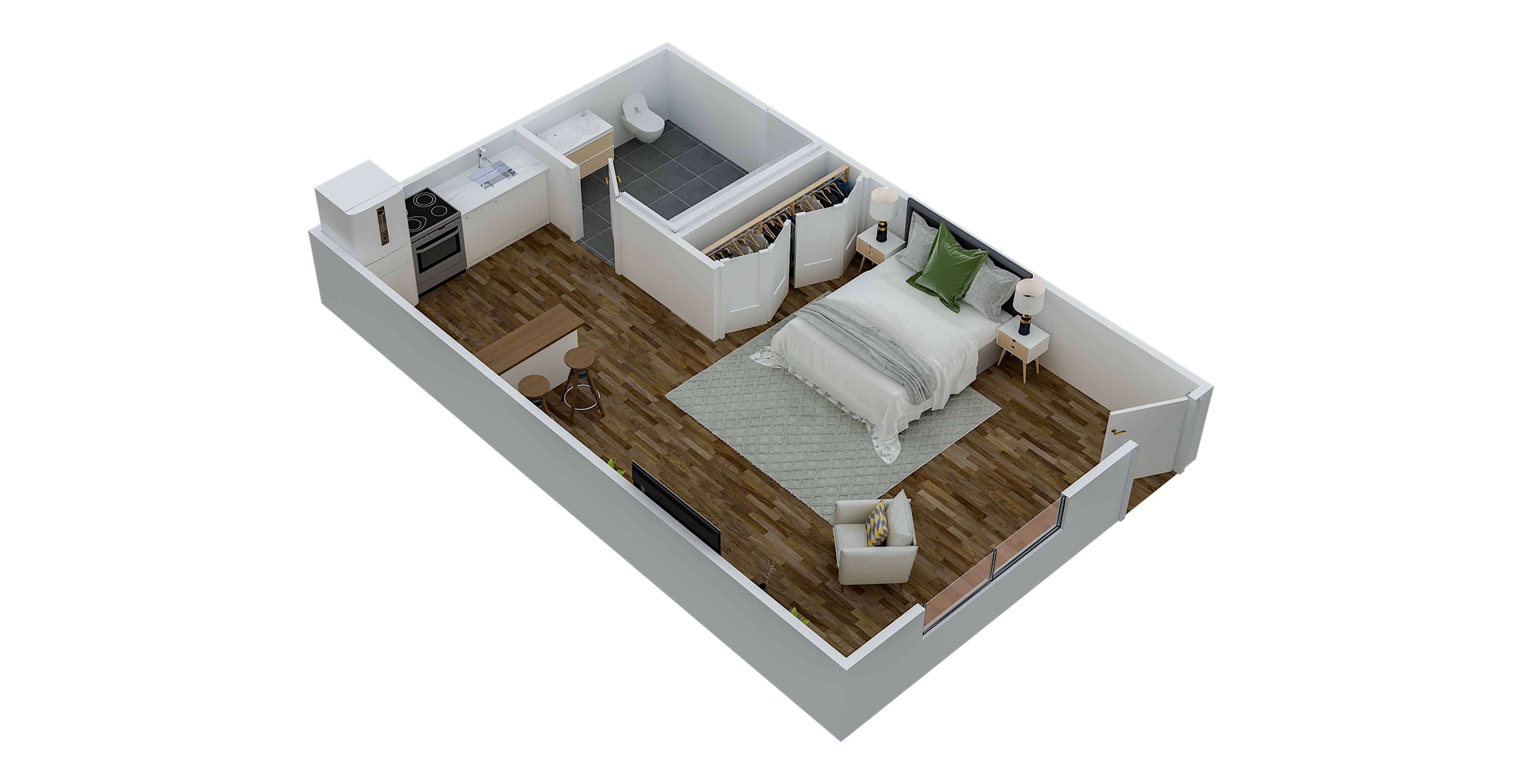 Studio Floor Plan in Gainesville | 288 sq ft | 1 Bath