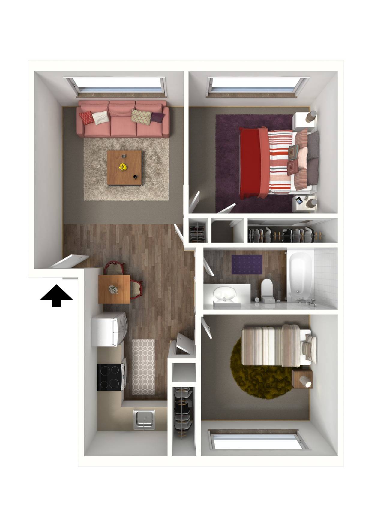 2x1 | 2 Bed Apartment | Rainier Apartments