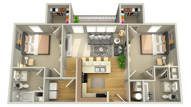 2 Bedroom-2 Bathroom | 2 Bed Apartment | Campus Quarters