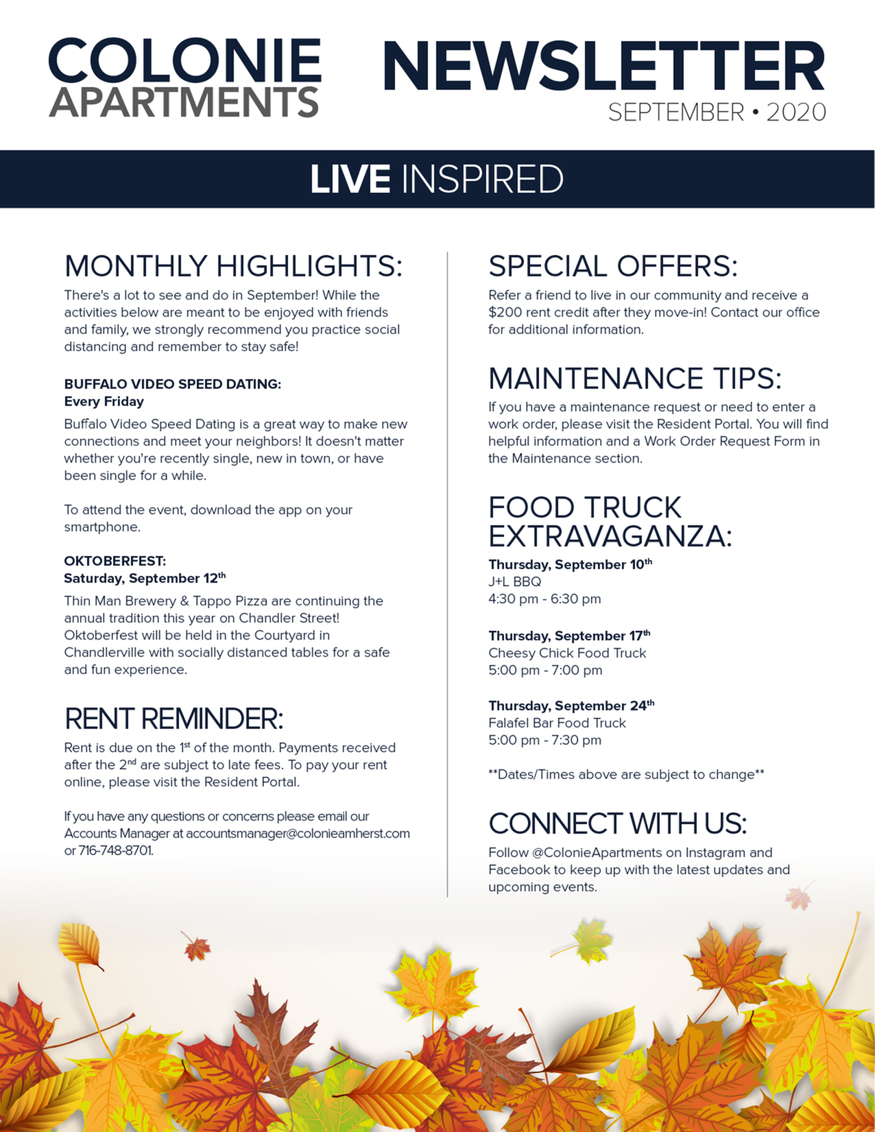 Monthly Updates & Upcoming Events (September)