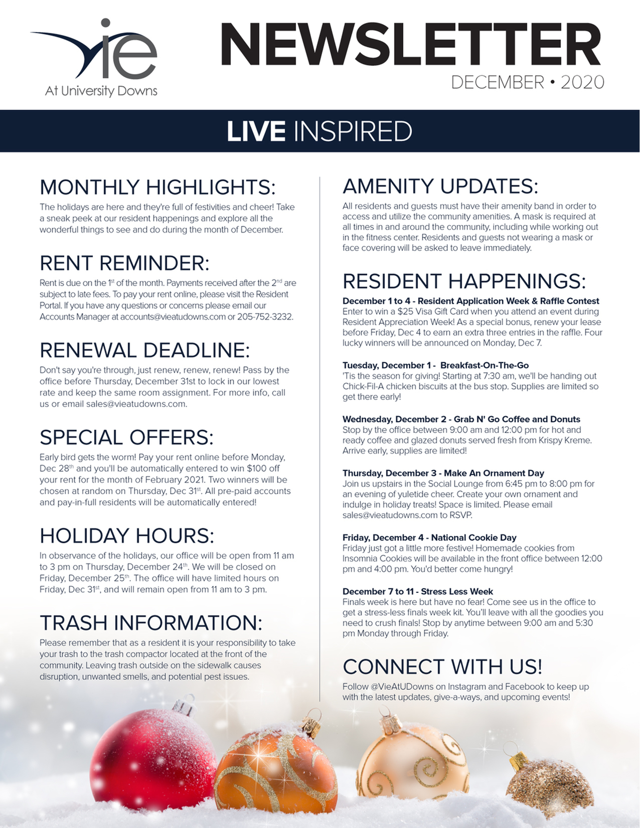 Monthly Updates & Upcoming Events (December)