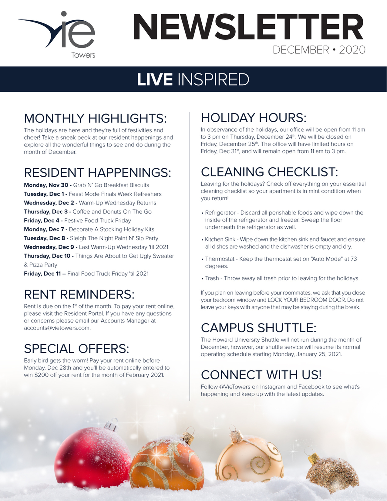 Monthly Updates & Upcoming Events (December)