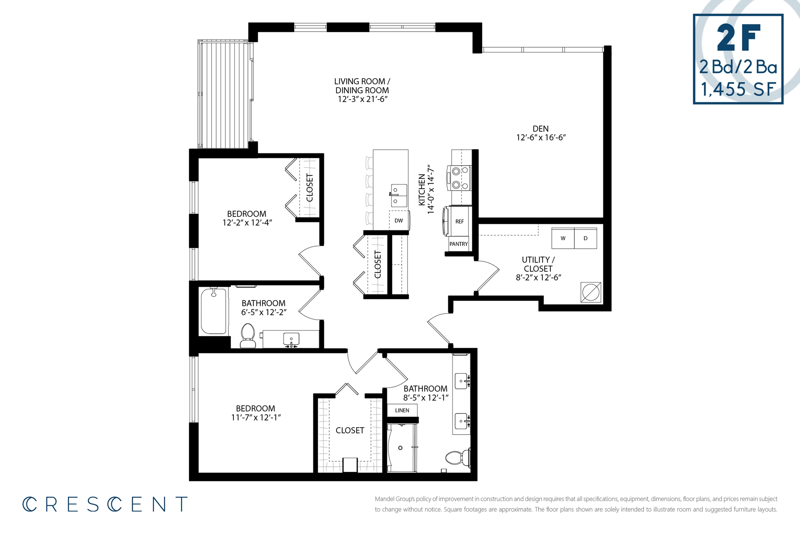 2F | 2 Bed Apartment | Crescent Apartments