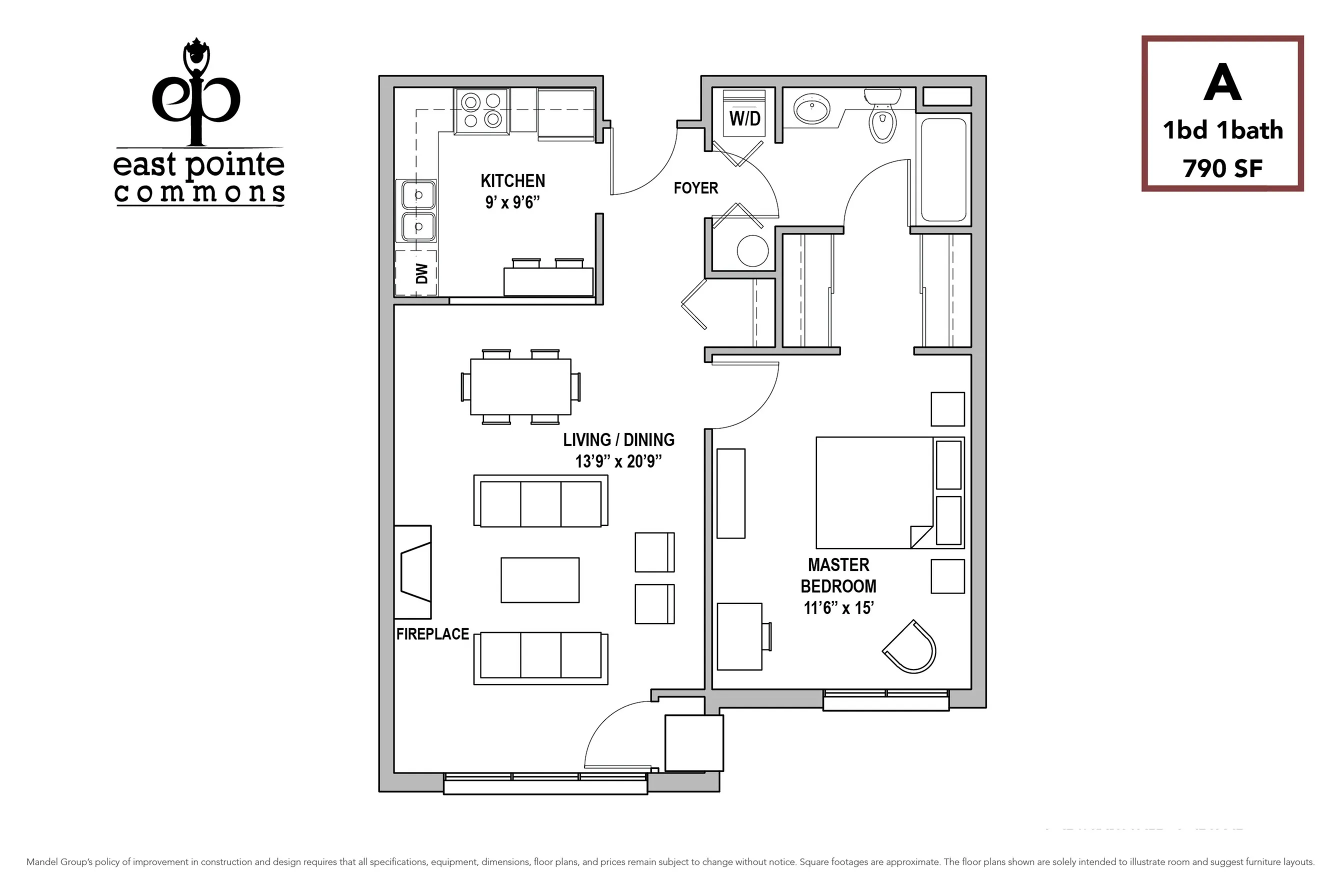 A | 1 Bed Apartment | East Pointe Commons