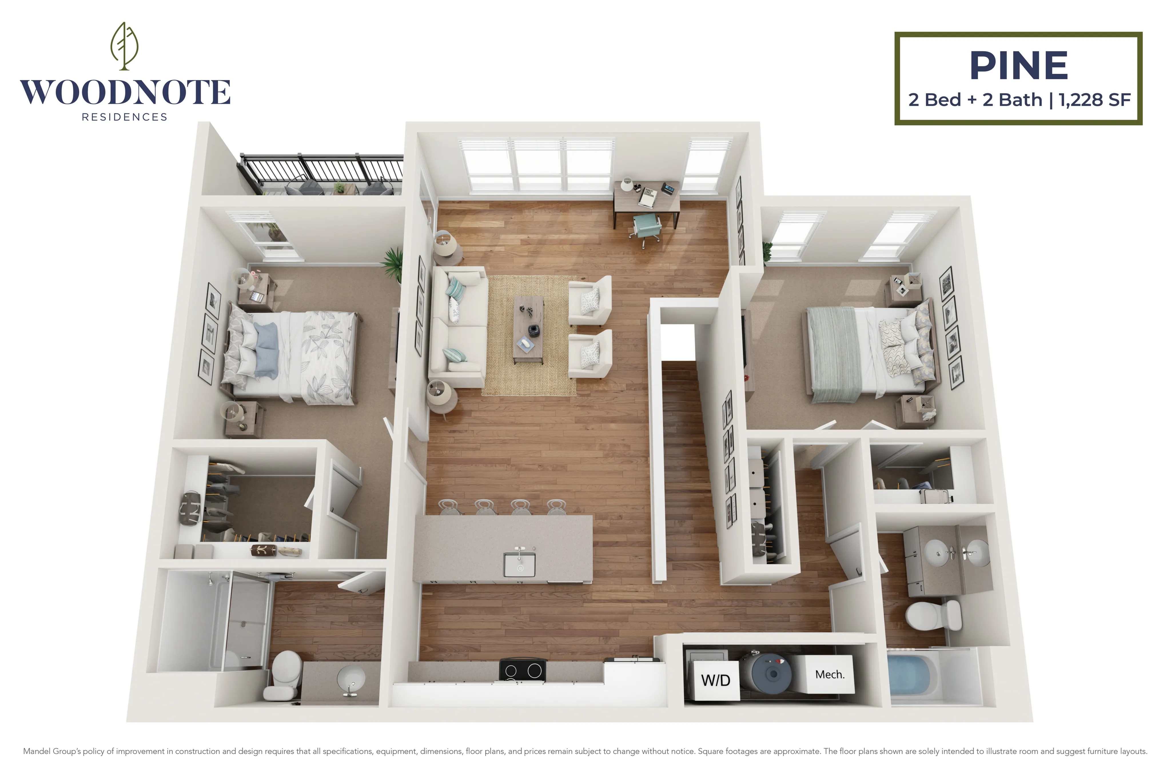 Pine | 2 Bed Apartment | Woodnote Residences