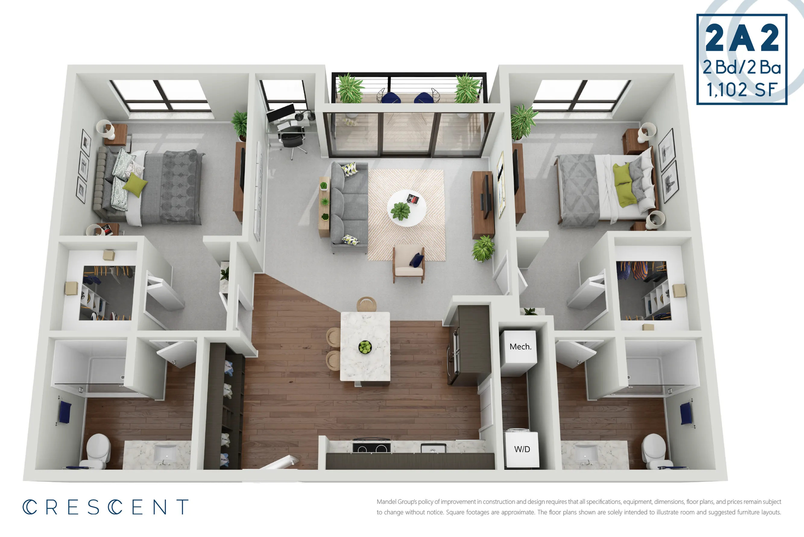 Studio - 2 Bed Apartments - Check Availability | Crescent Apartments