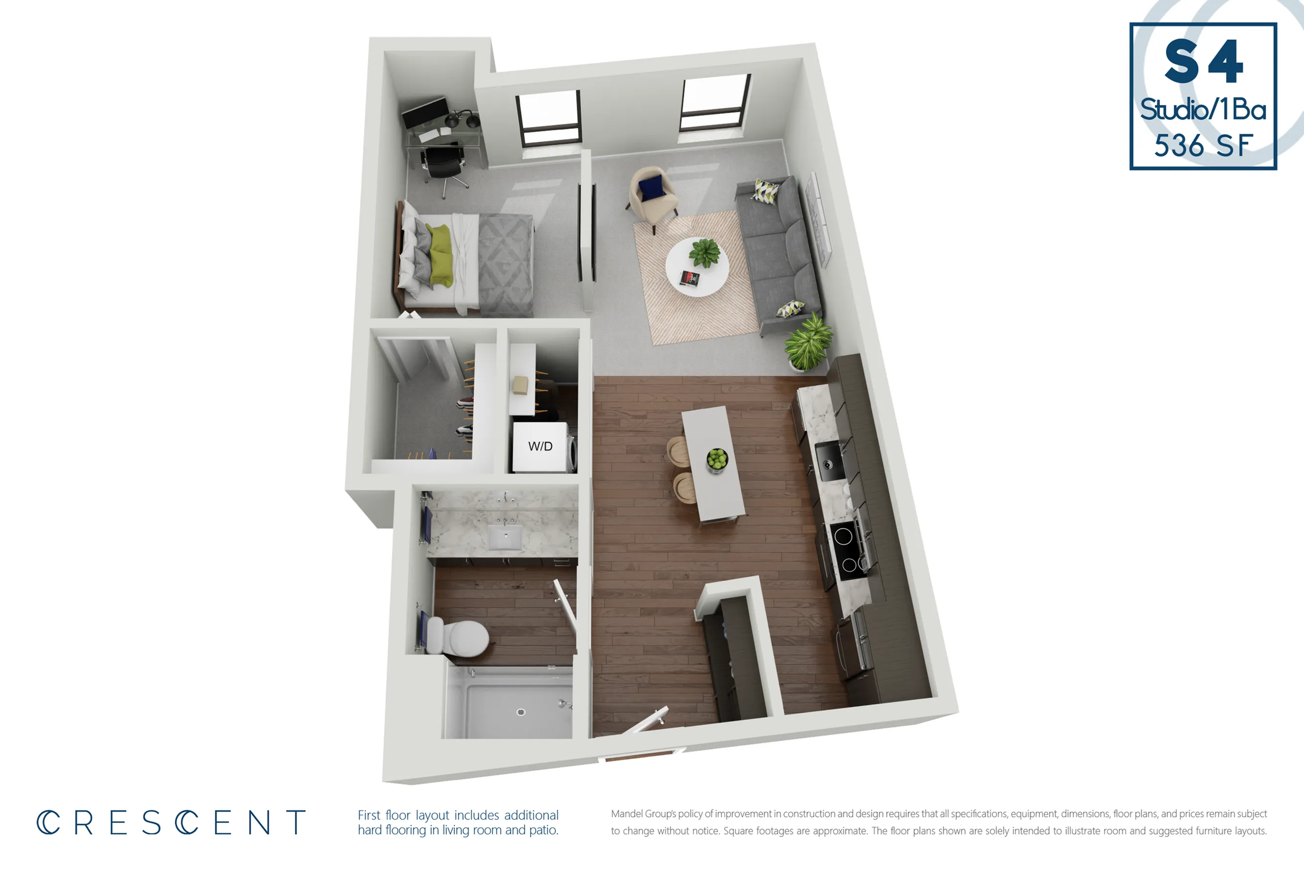 Studio - 2 Bed Apartments - Check Availability | Crescent Apartments