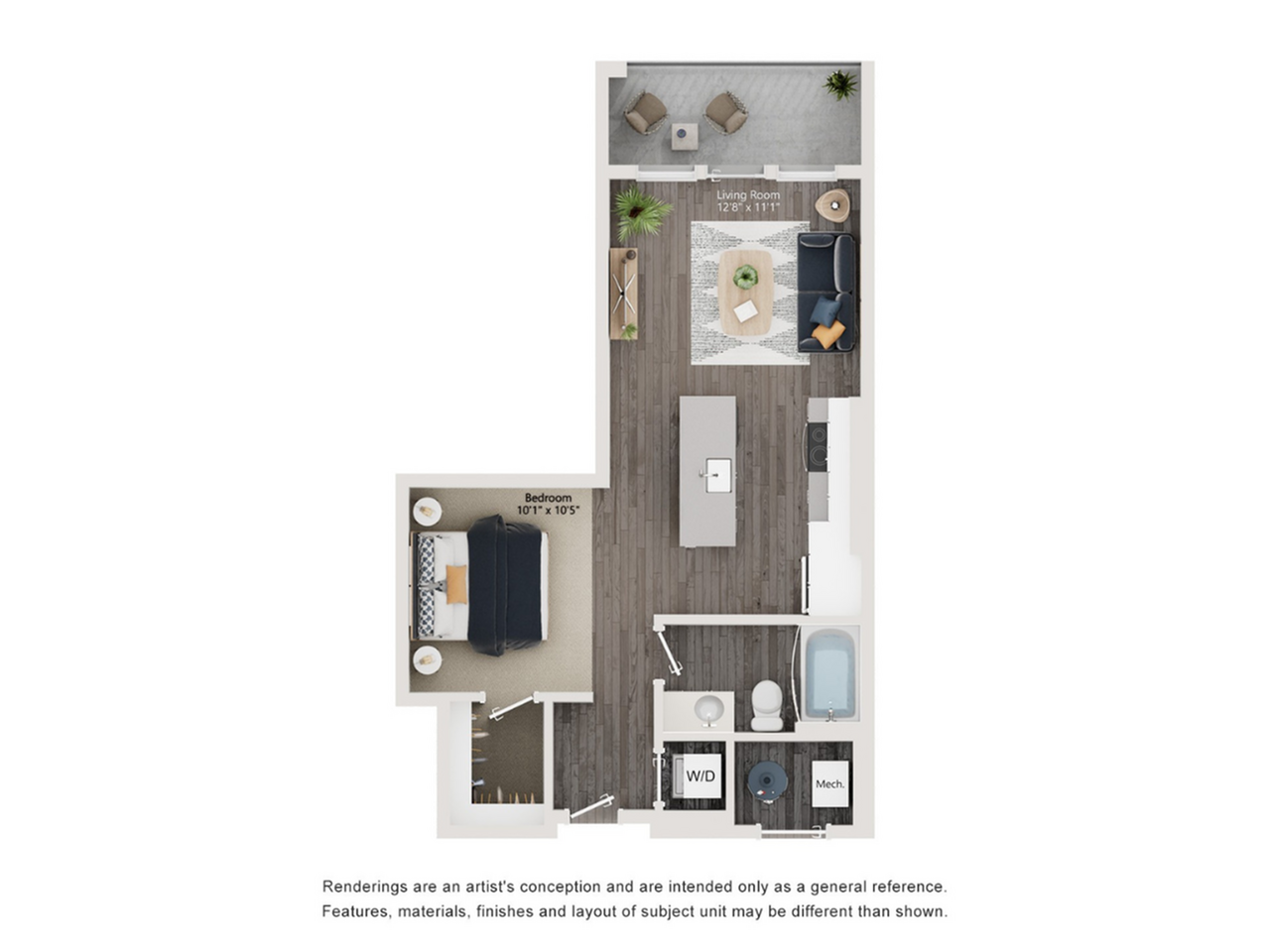 UB3 Studio Floor Plan in Salt Lake City | 617 sq ft