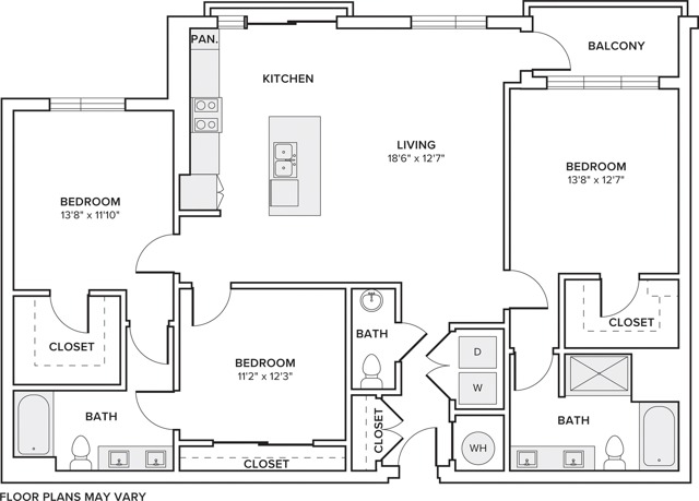 1-3 Bedroom Floor Plans for Modera Apartments In Decatur