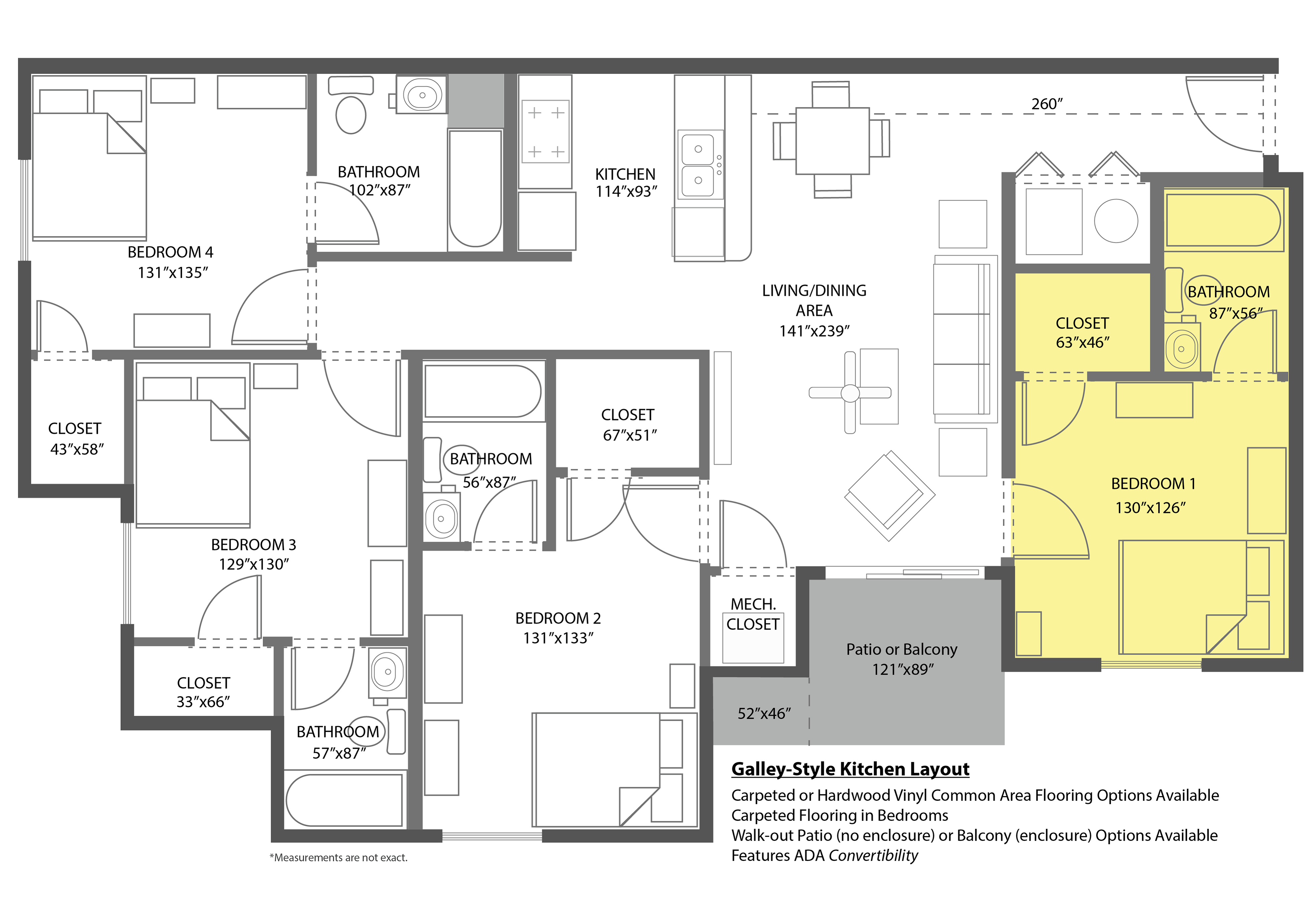 4x4 | 4 Bed Apartment | Campus View