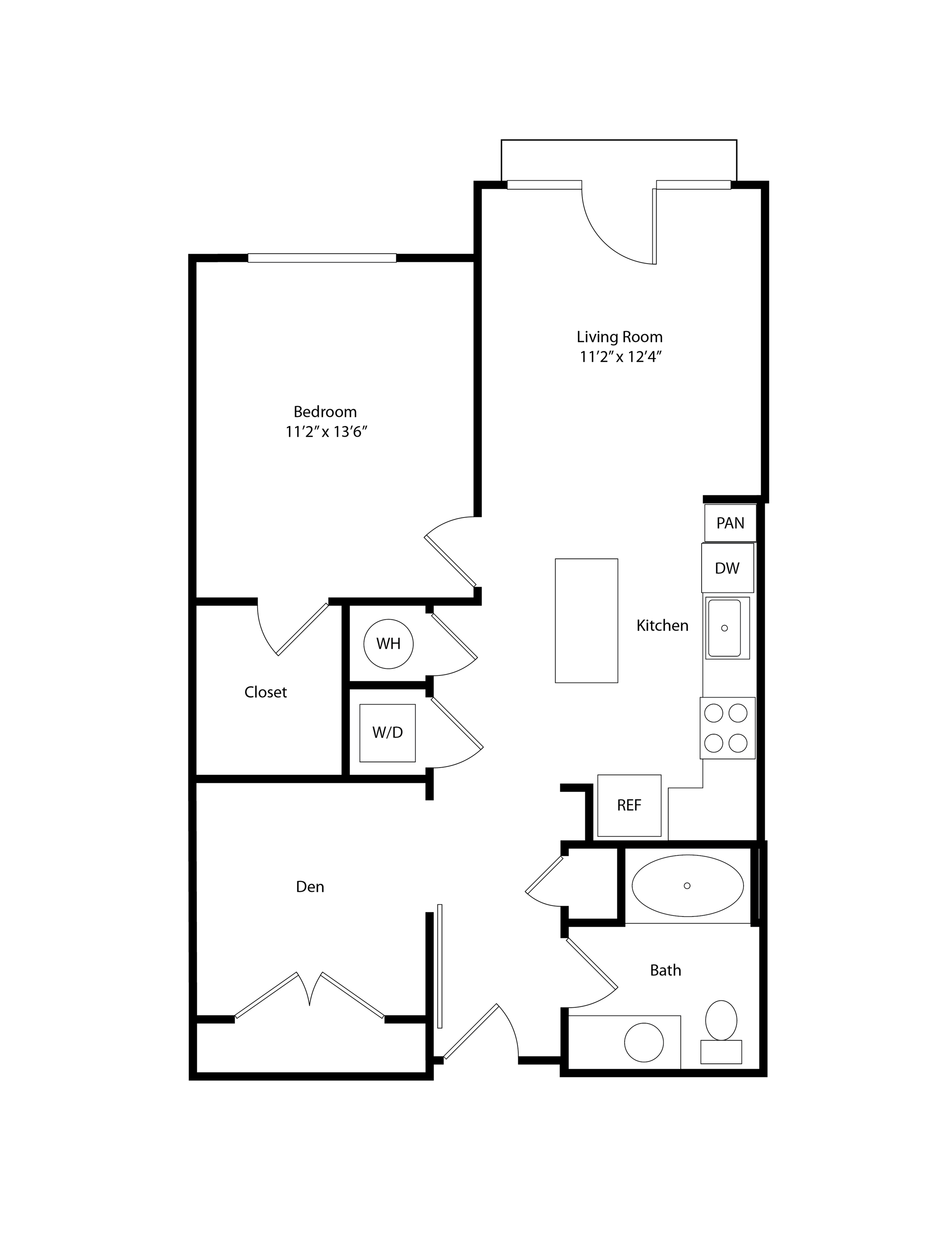 One Bedroom w/ Den: 1 Bed 1 Bath in Fort Belvoir, VA | 815 sq ft