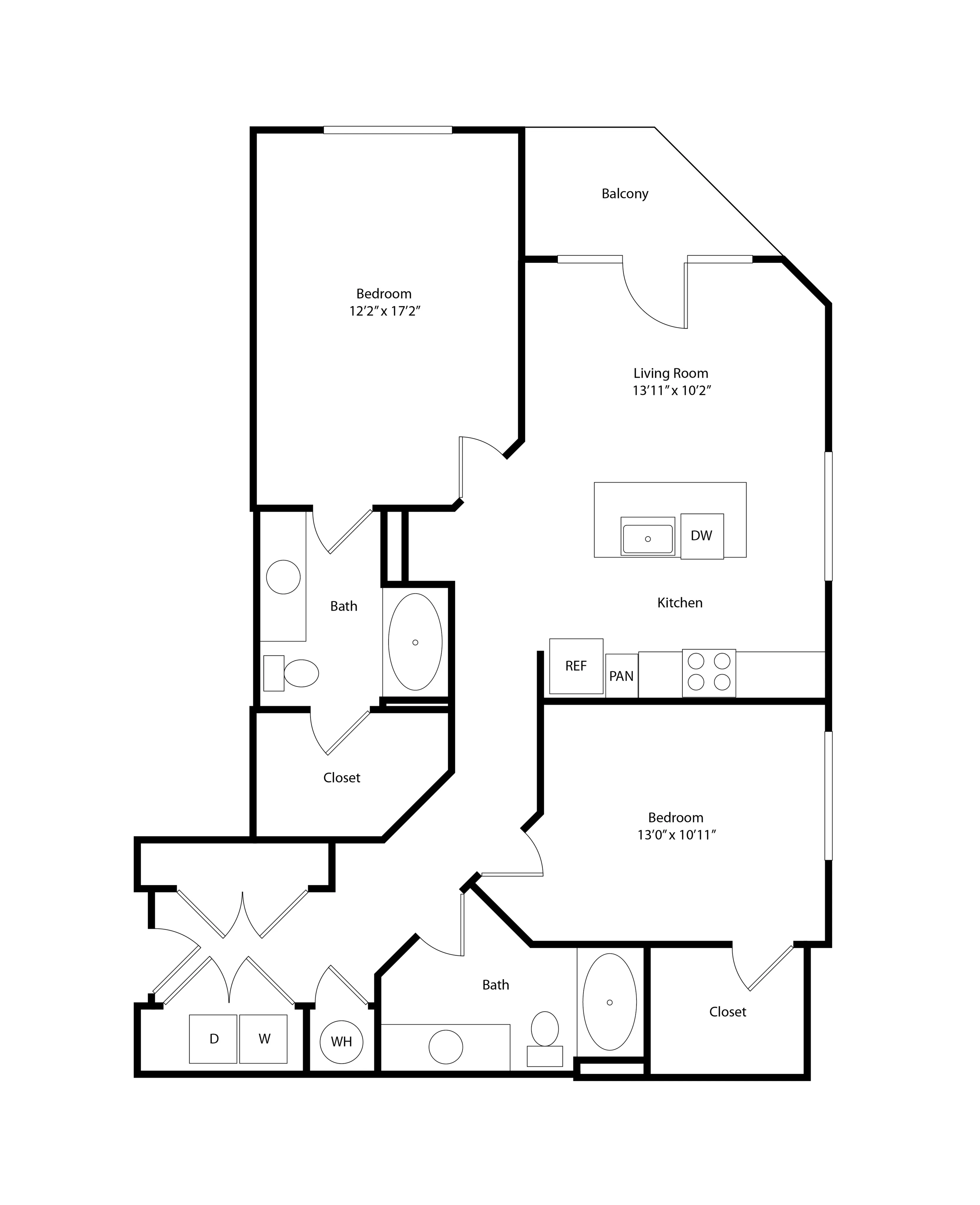 Two Bedroom (B5m): 2 Bed 2 Bath in Fort Belvoir | 1199 sq ft