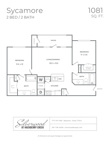 Sycamore | 2 Bed Apartment | Silverwood at Hackberry Creek