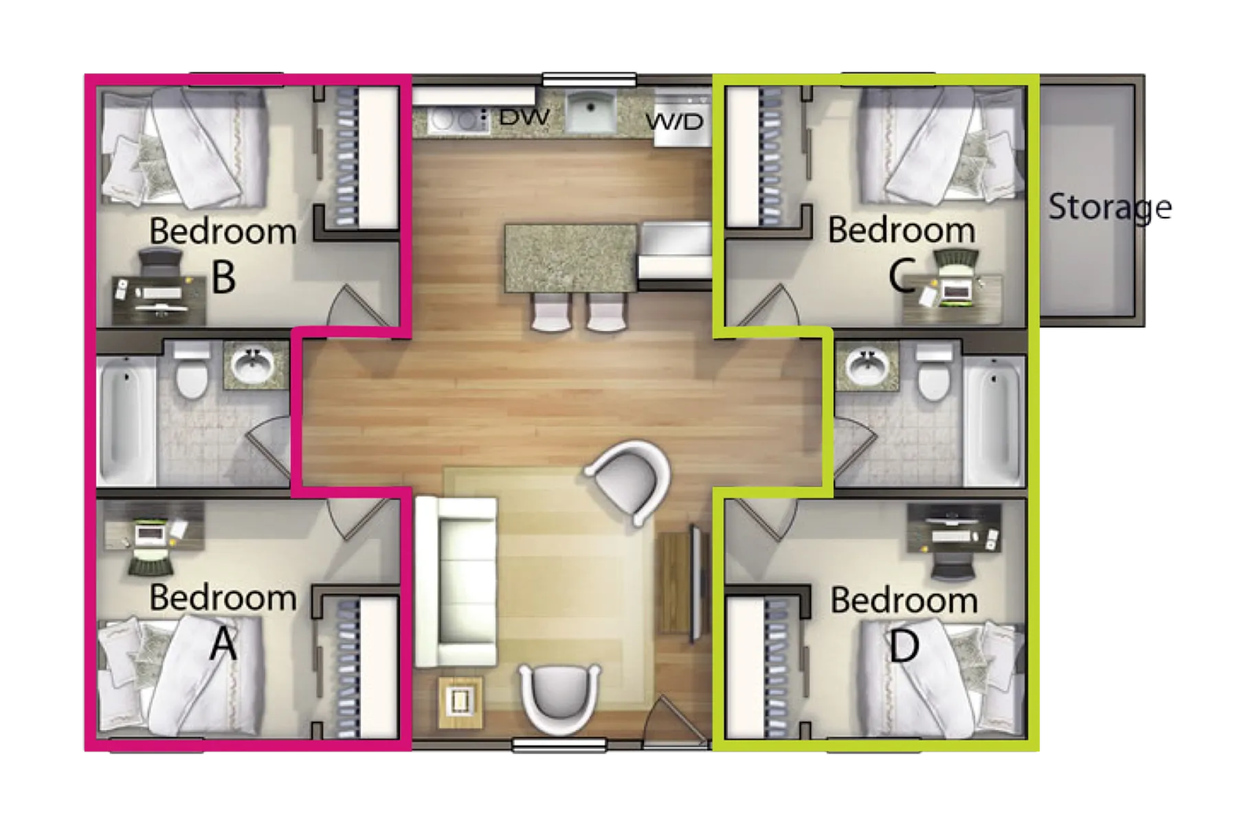B3 Floor Plan (Super 2) | 2 Bed Apartment | The Commons