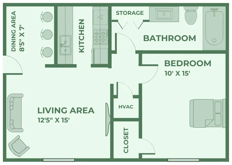 1 Bedroom, 1 Bathroom - Classic | 1 Bed Apartment | Huntley Ridge East