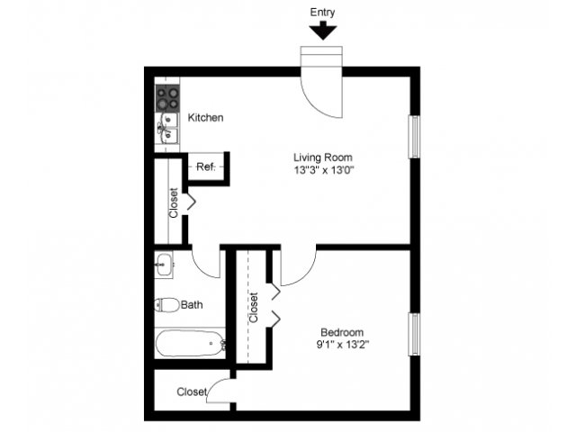 Junior | 1 Bed Apartment | Cedar Tree Village Apartments