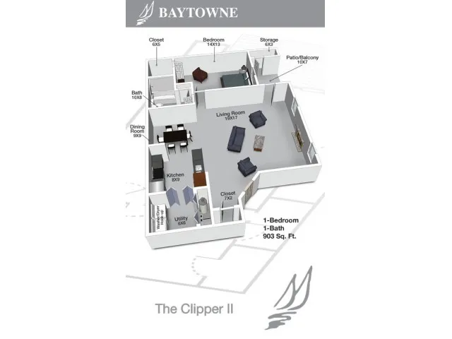 Clipper II | 1 Bed Apartment | Baytowne Apartments