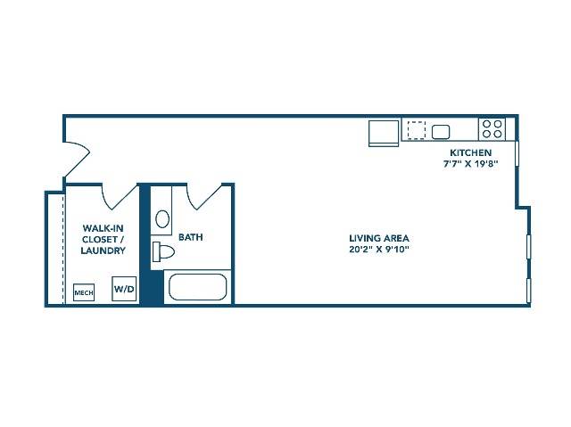 Studio | 1 Bath | 492 SF