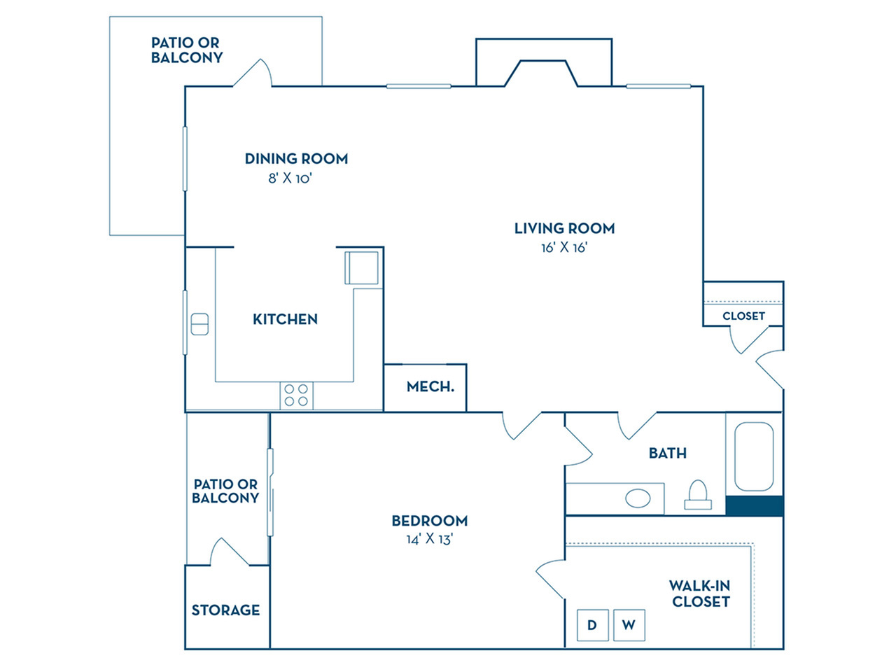 1 Bedroom | 1 Bath | 983 SF