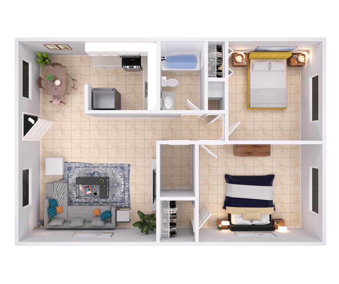 2x1 Floor Plan: 2 Bed 1 Bath in Brooksville | 910 sq ft
