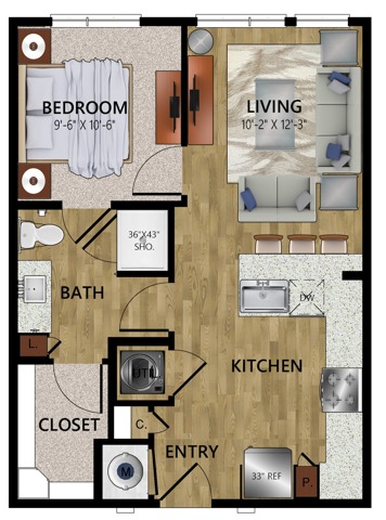 1 Bed Apartments - Check Availability | Trinity Highline