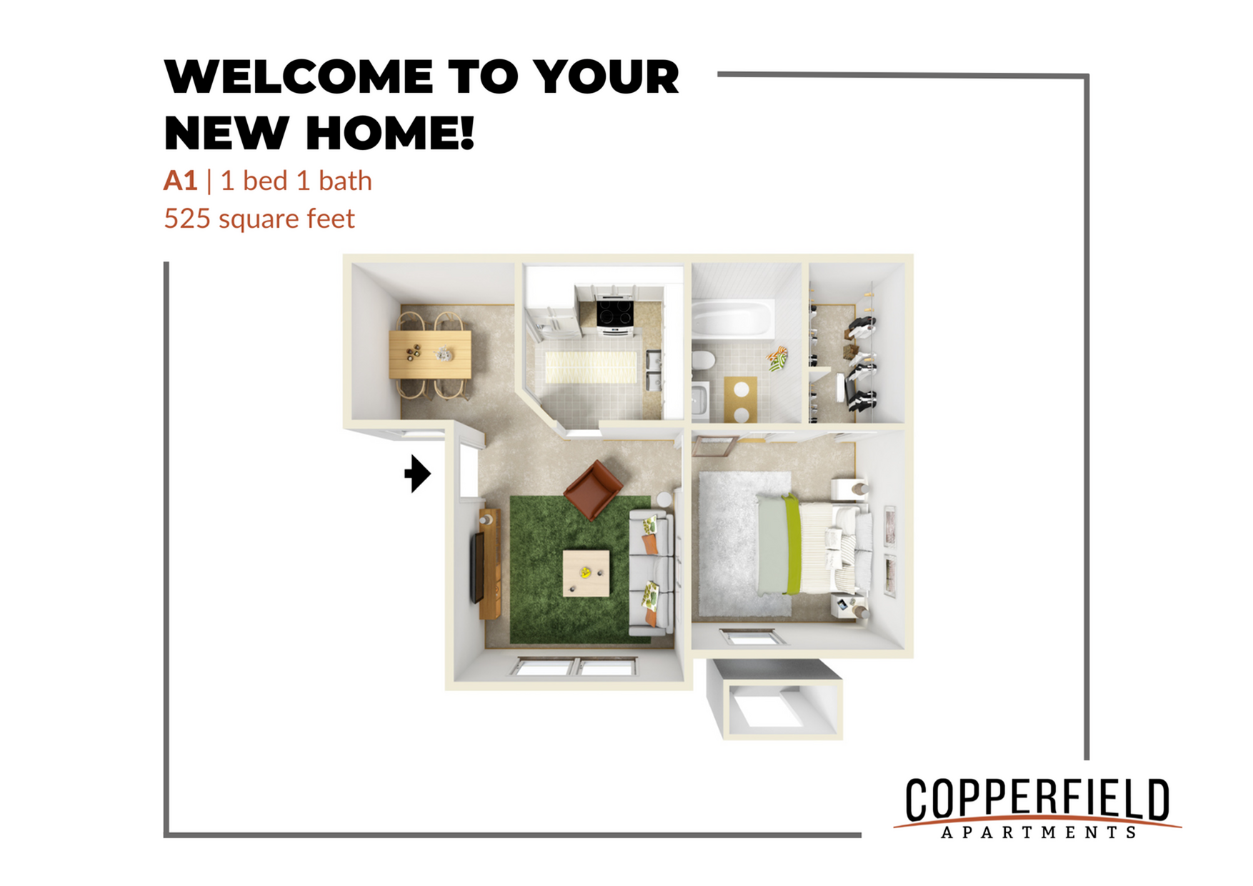 1 - 2 Bed Apartments - Check Availability | Copperfield Apartments