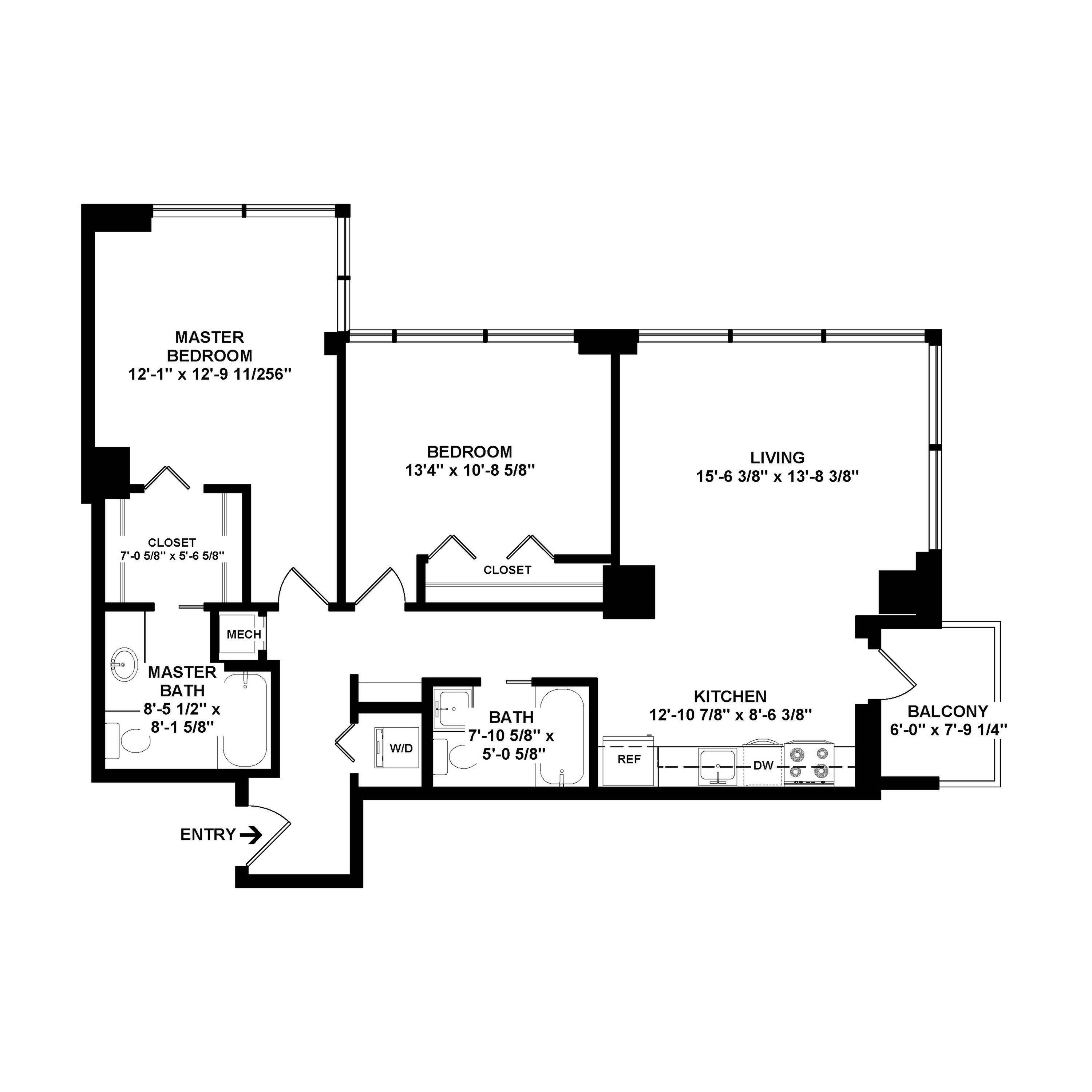 Two Bedroom Two Bath b3.2 | 2 Bed Apartment | Kinects Tower