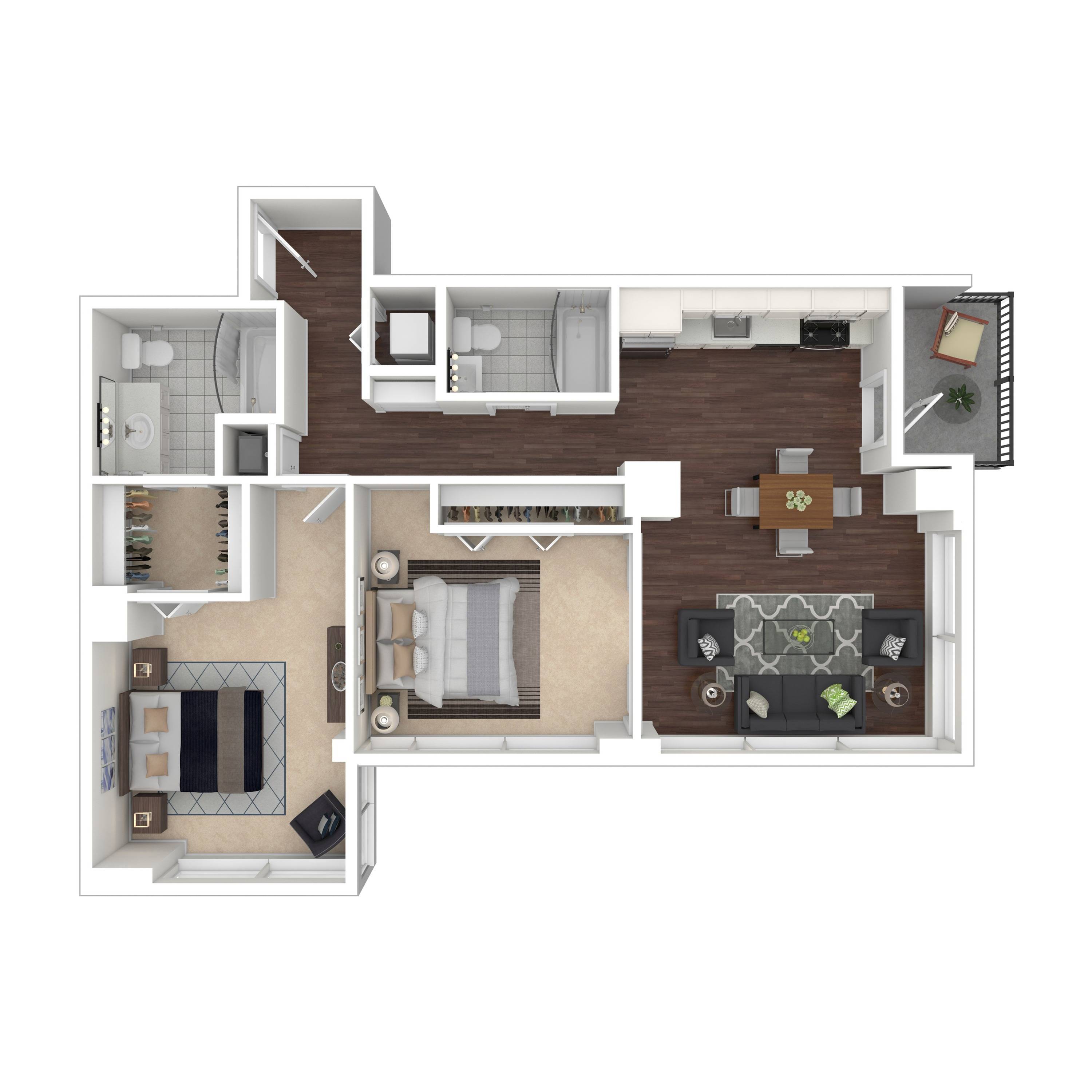 Two Bedroom Two Bath b4.2 | 2 Bed Apartment | Kinects Tower