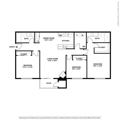 Three Bedroom Two Bath | 3 Bed Apartment | Ballinger Commons Apartment ...