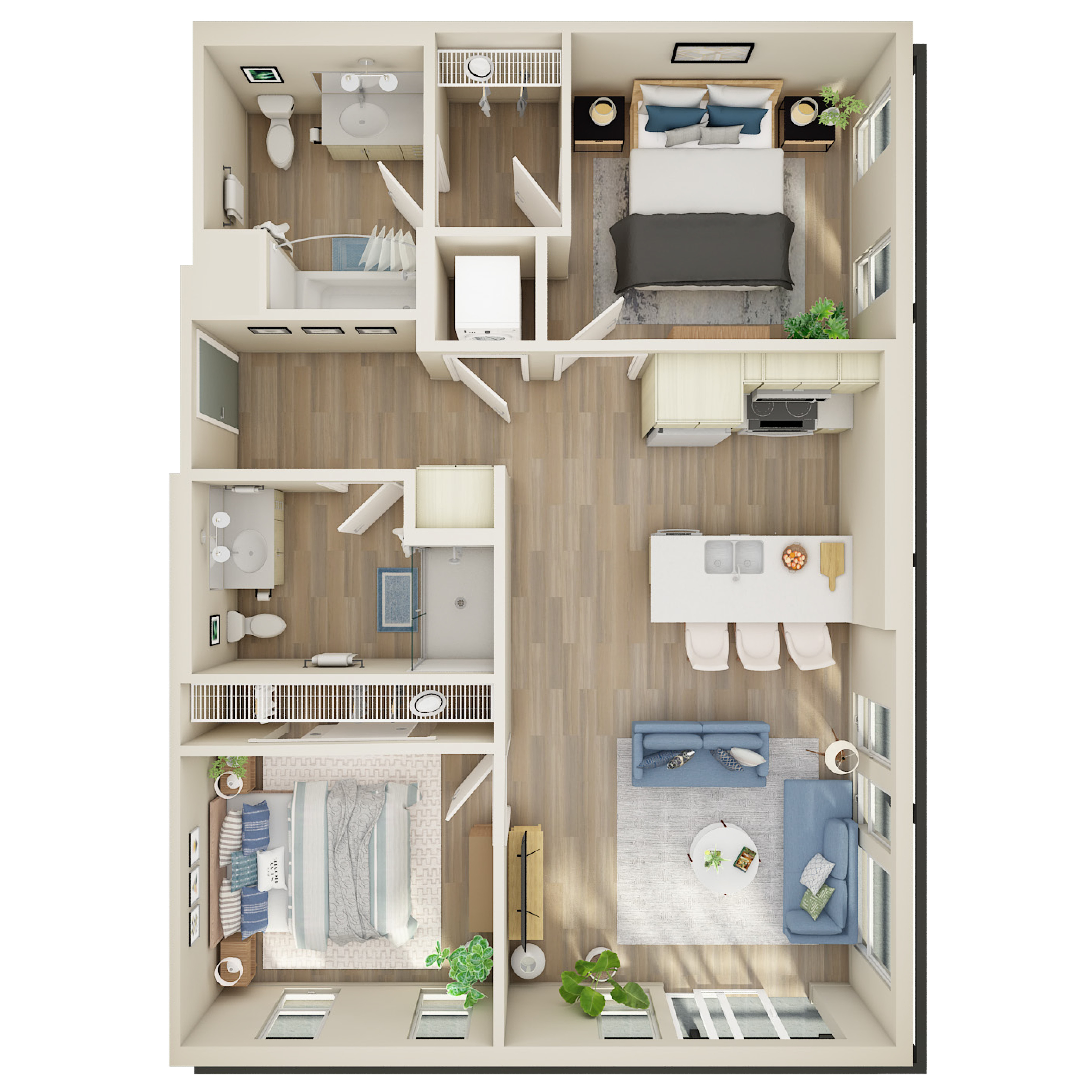 2 Bed, 2 Bath - M | 2 Bed Apartment | The Hemlock