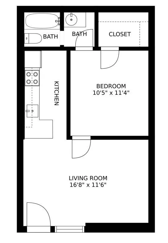 Geneva Flats Apartments | Floor Plans - Studio & 1 Bedroom Apartments