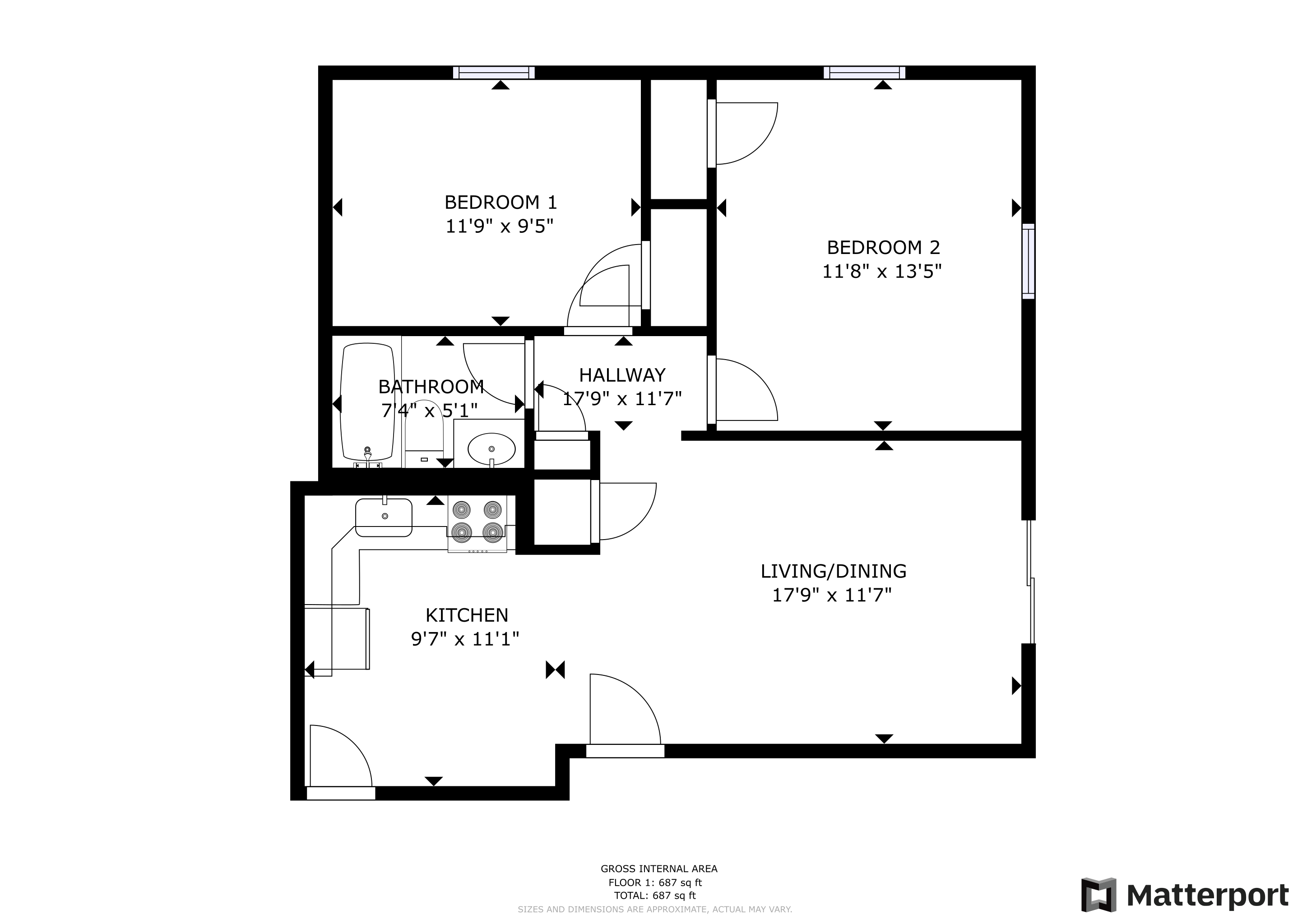 2 - C: Modern 2 Bed 1 Bath in Derry | 687-730 sq ft