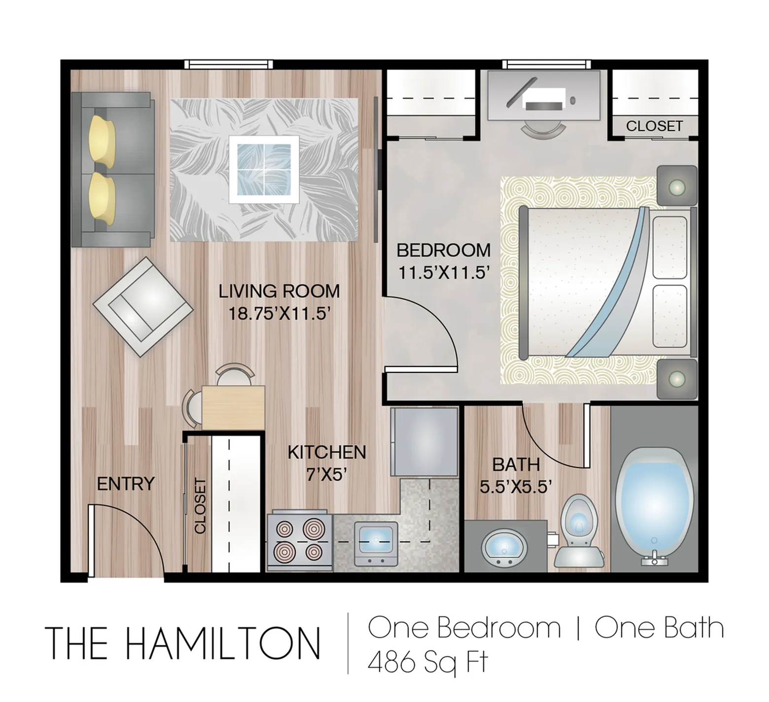 The Hamilton Premium Plus | 1 Bed Apartment | Cabot Crossing