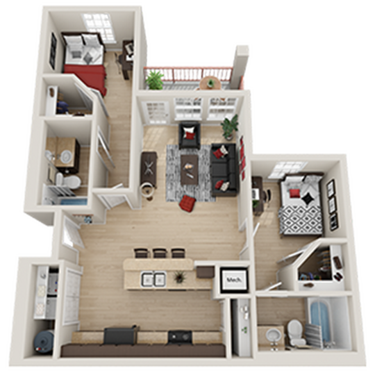 2x2 Standard | 2 Bed Apartment | High View