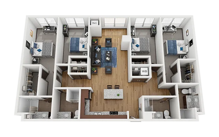 D1 | 4 Bed Apartment | The Bridges Dinkytown