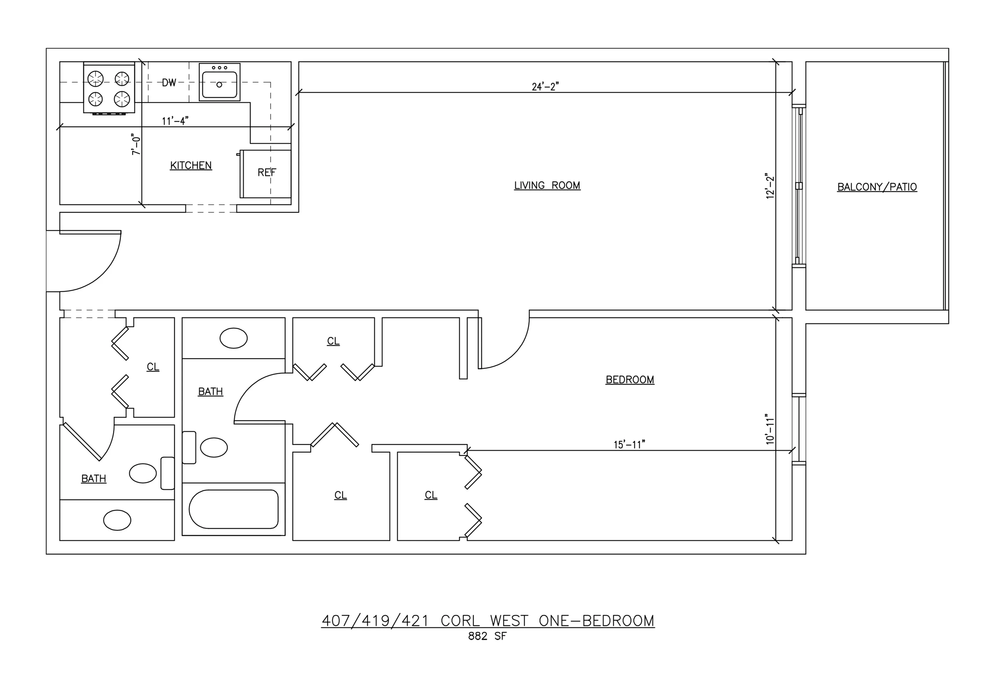 Large 1 Bedroom, 1 and one half Bath | 1 Bed Apartment | Falport Corl