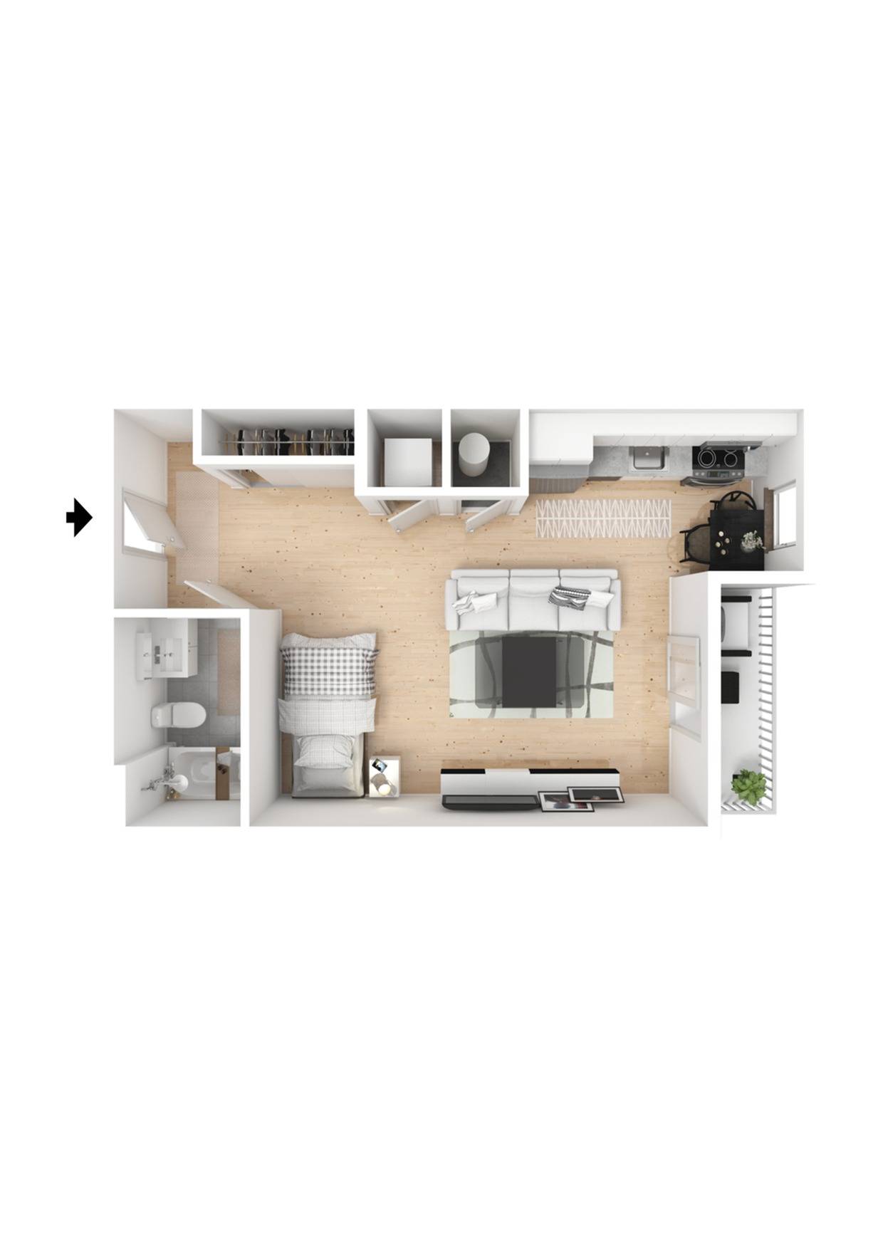 Studio-A2 | Studio Apartment in Central Baltimore | HOHM