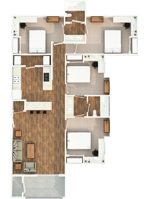Studio–4 Bedroom Student Apartments near TAMU | The Zone Floor Plans ...
