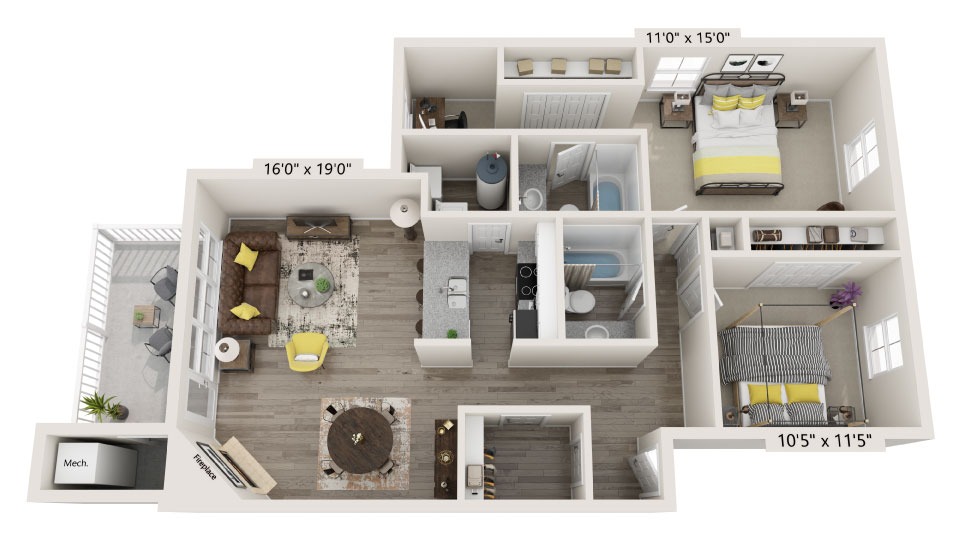 South - 2C | 2 Bed Apartment | ReNew Woodland Ranch South