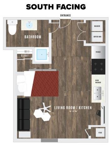Studio Apartment | The Studio (ADA Compliant) Floor Plan | Atmosphere