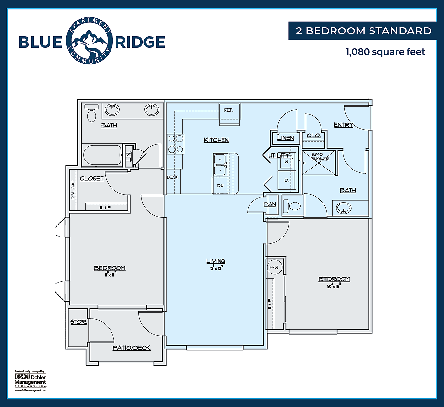2 Bedroom Standard | 2 Bed Apartment | Blue Ridge Apartments