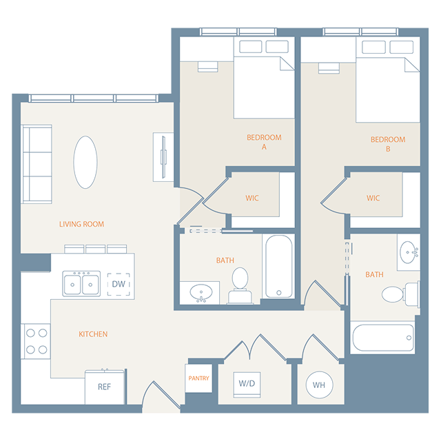 2x2 D | 2 Bed Apartment | Inspire